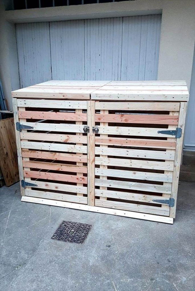 Pallet Trash Can Cabinet - Pallets Pro